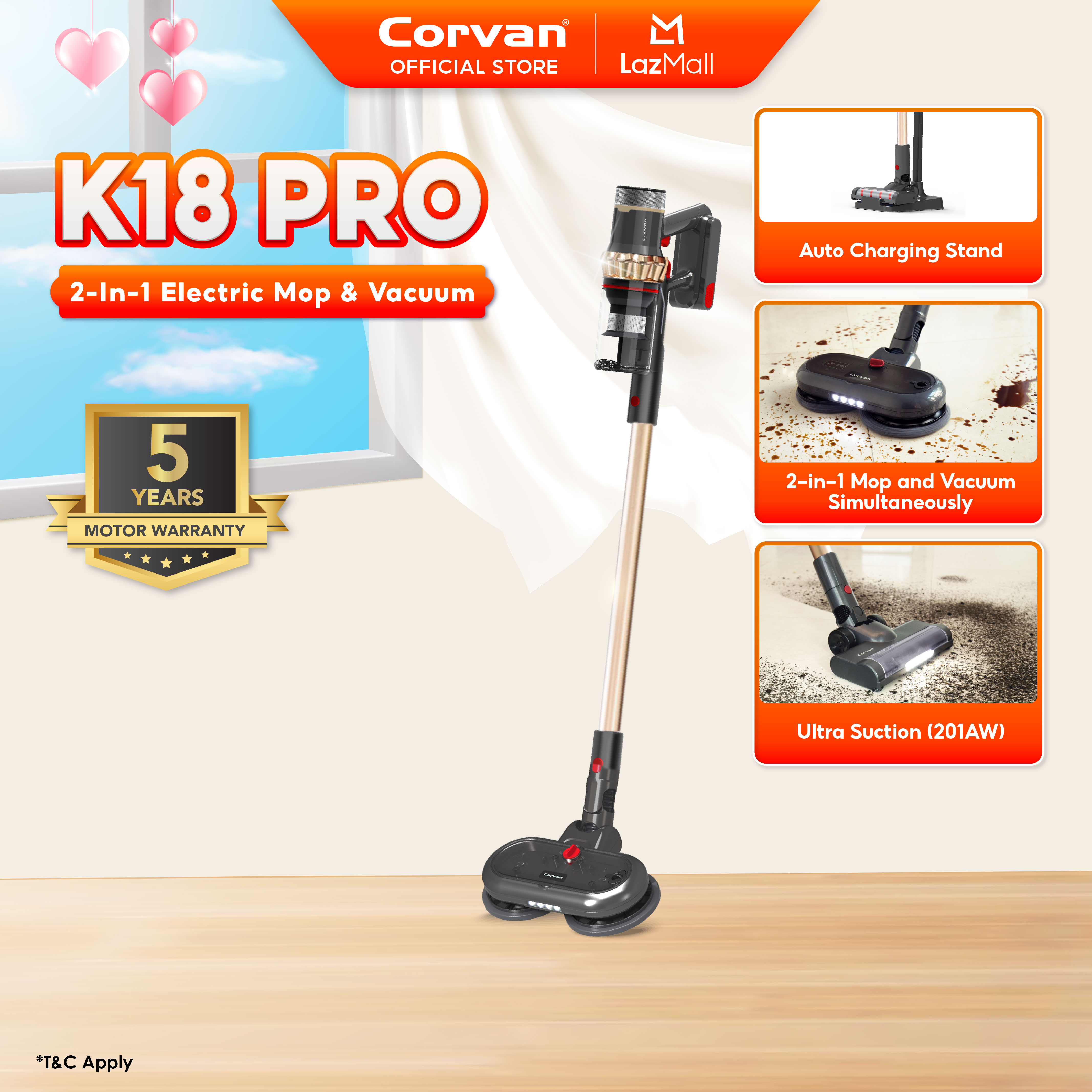 Corvan K18: 2-in-1 Cordless Vacuum Cleaner & Mop | Ultra-cyclone ...