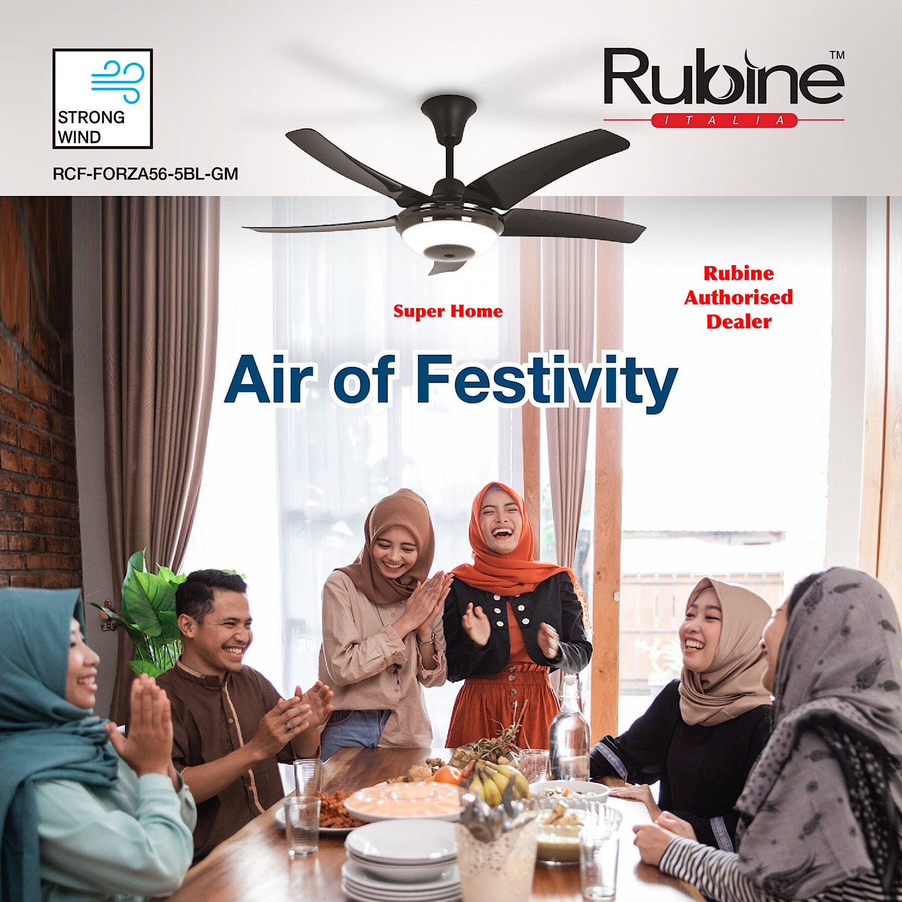 Rubine Ceiling Fan With Light Malaysia | Shelly Lighting